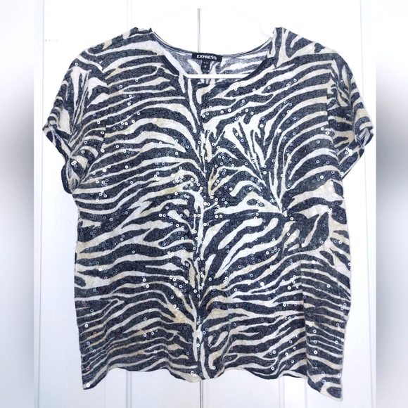 Express | Tops | Sequin Zebra Top | Poshmark